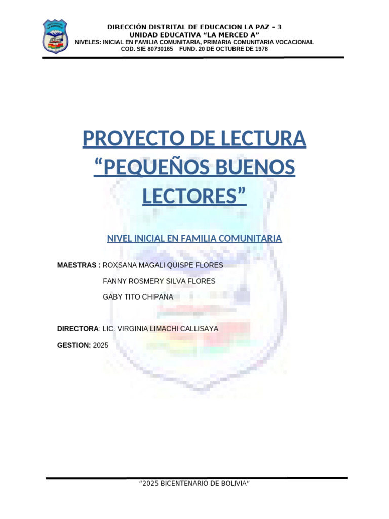 Proyecto - Pequenos - Buenos - Lectores Final | PDF | Educación de la ...