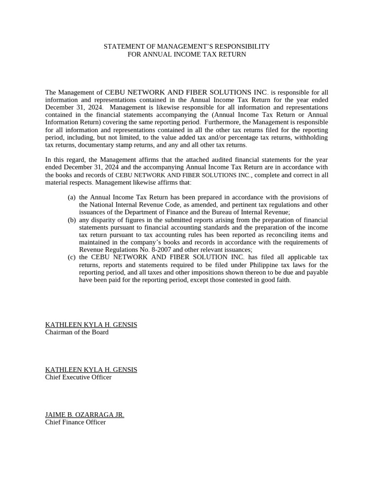 Management Responsibility Bir | PDF