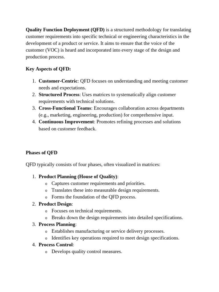 Quality Function Deployment 2 | PDF | Customer Satisfaction | Business Process