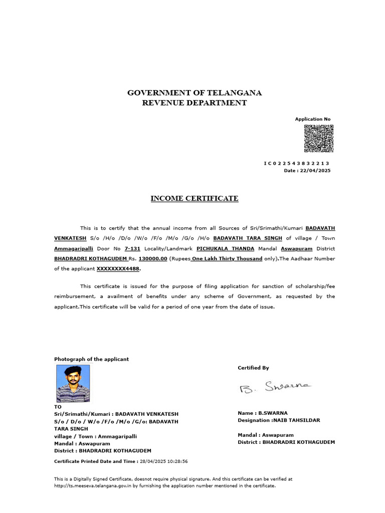 Meeseva Document | PDF