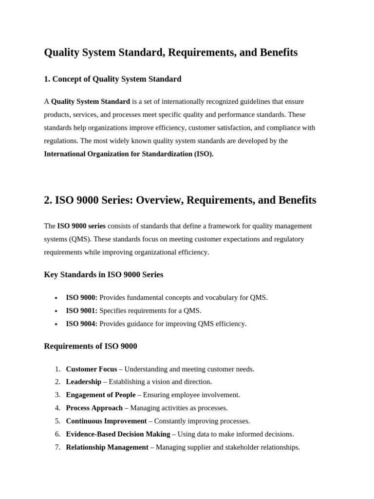 ISO Quality Standards: Overview & Benefits | PDF | Quality Management ...