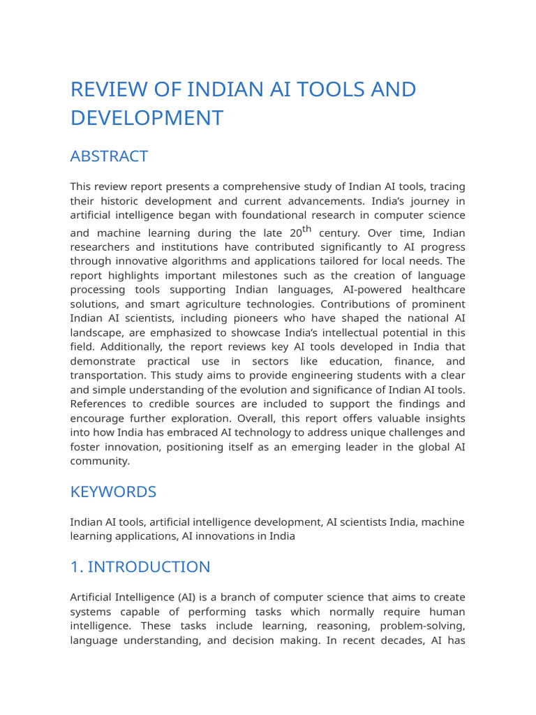 Indian AI Tools: Evolution and Impact | PDF | Artificial Intelligence ...