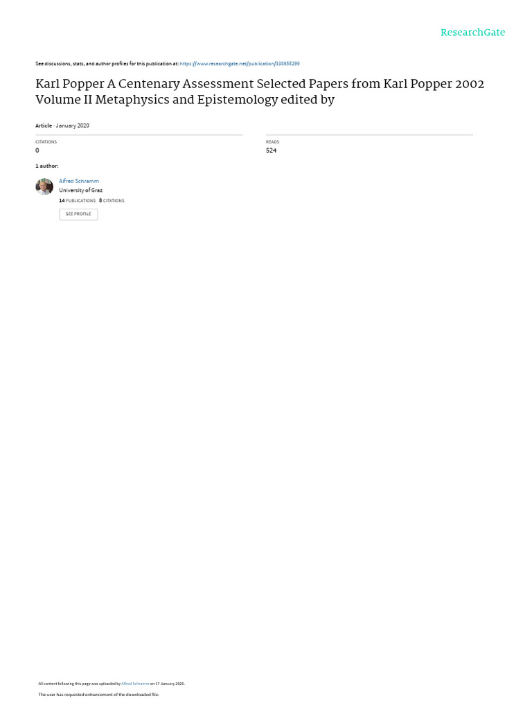 Karl Popper's Metaphysics & Epistemology | PDF | Proposition ...