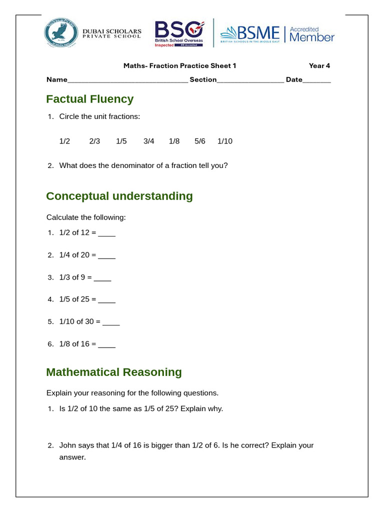 Fractions - Unit Fraction of Amounts | PDF