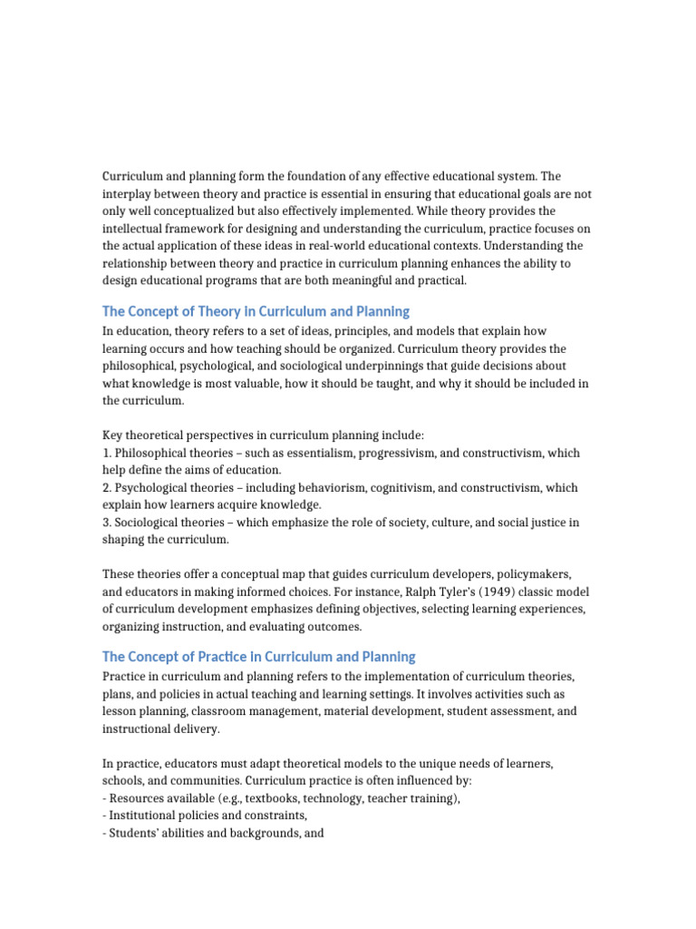 Curriculum Theory and Practice Explained | PDF | Curriculum ...