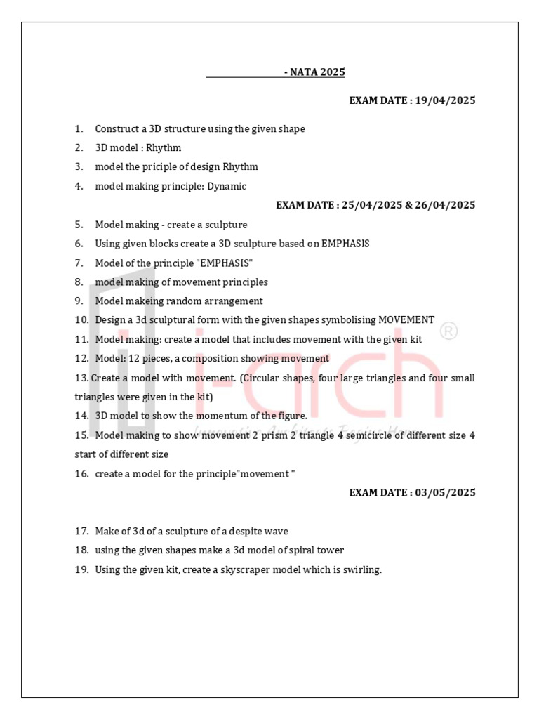 NATA 2025 Model Making Guidelines | PDF