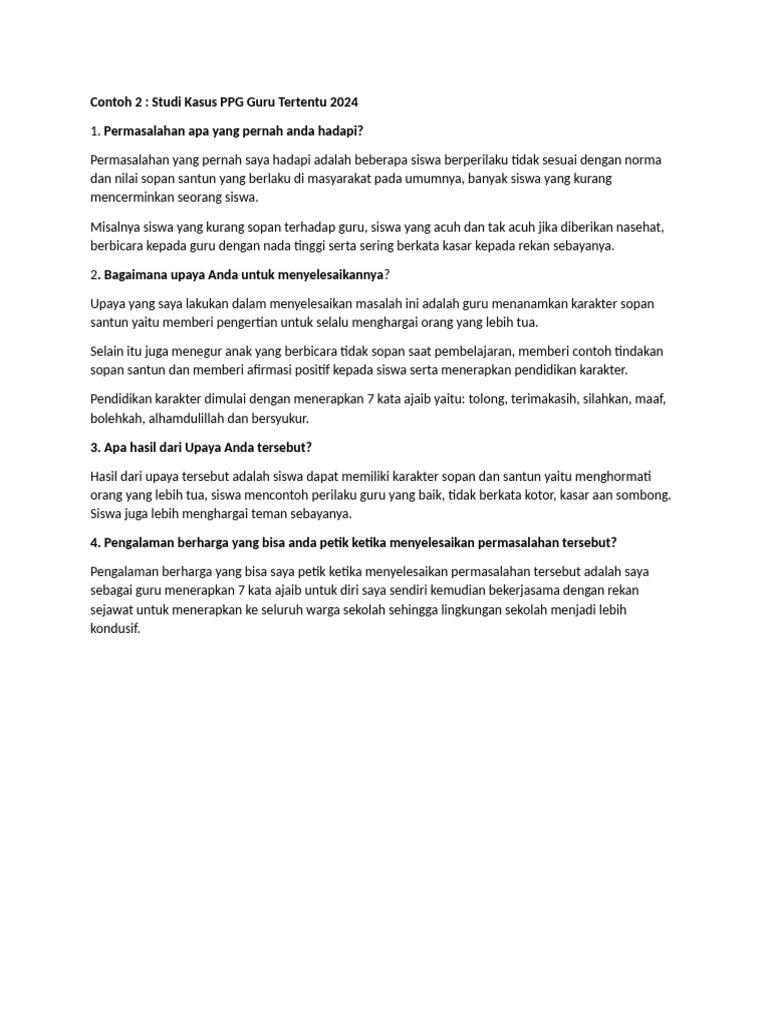 Contoh Studi Kasus Guru Kelas | PDF
