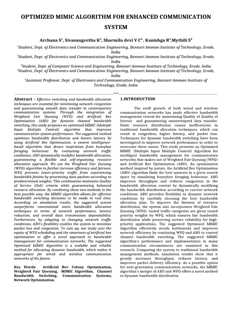 Optimized MIMIC for Bandwidth Management | PDF | Computer Network ...