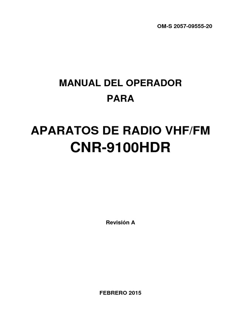 Manual Operador Radio VHF/FM CNR-9100HDR | PDF | Sistema de ...