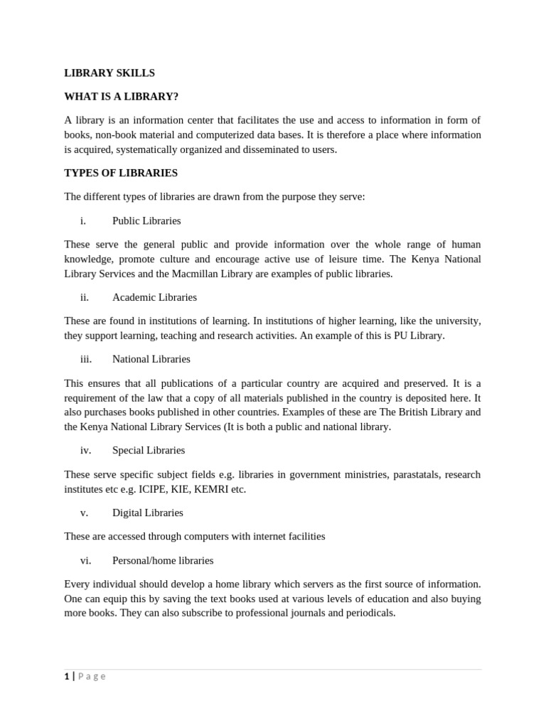 Understanding Library Skills and Types | PDF | Libraries | Library Science