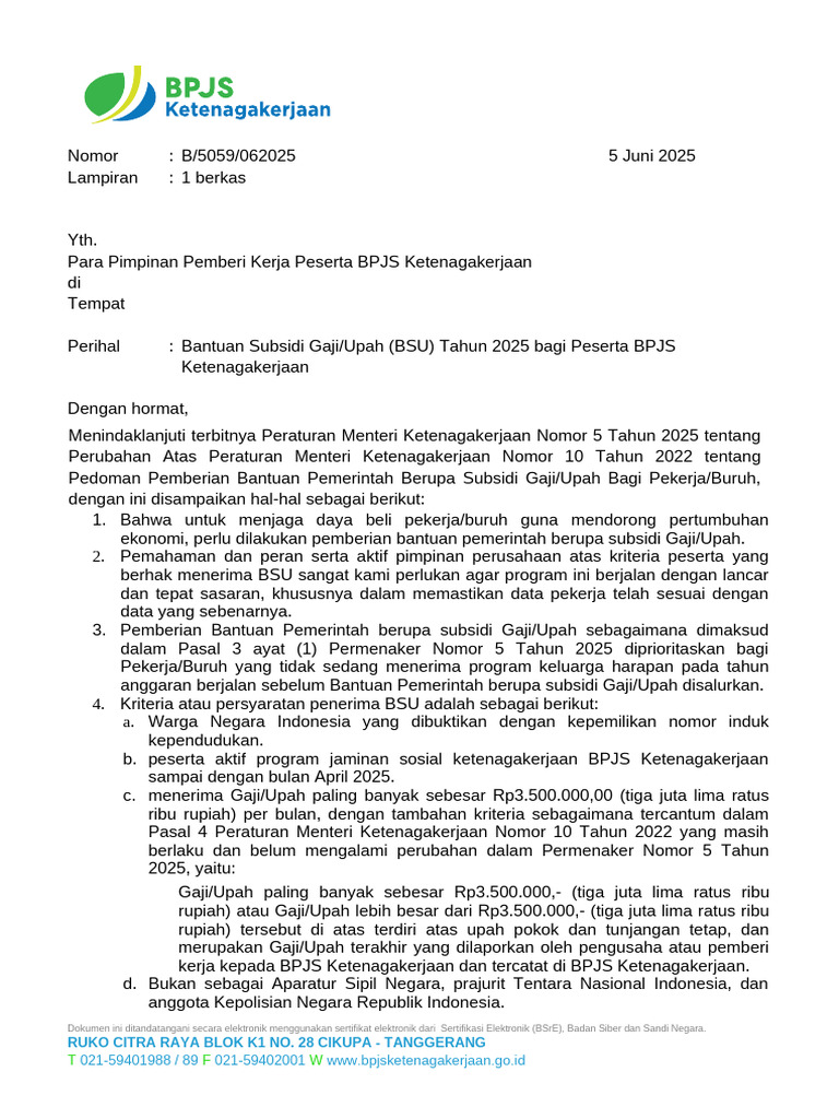 Informasi Bsu 2025 | PDF