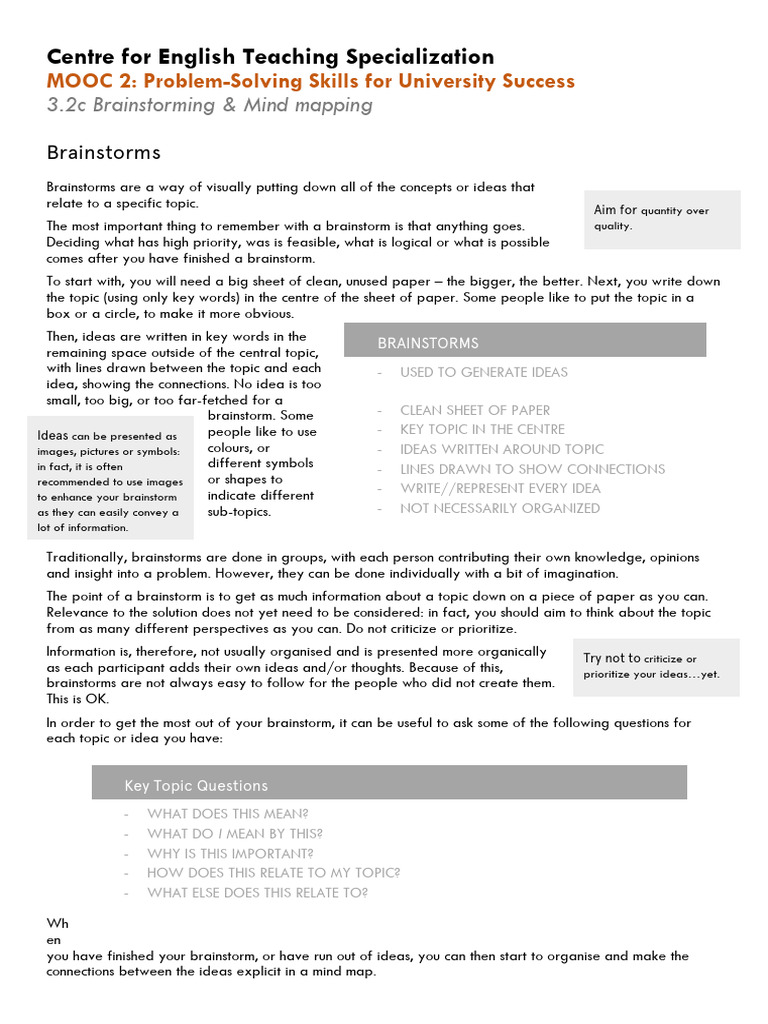 3.2c Brainstorms and MindMaps V2 | PDF | Brainstorming | Mind