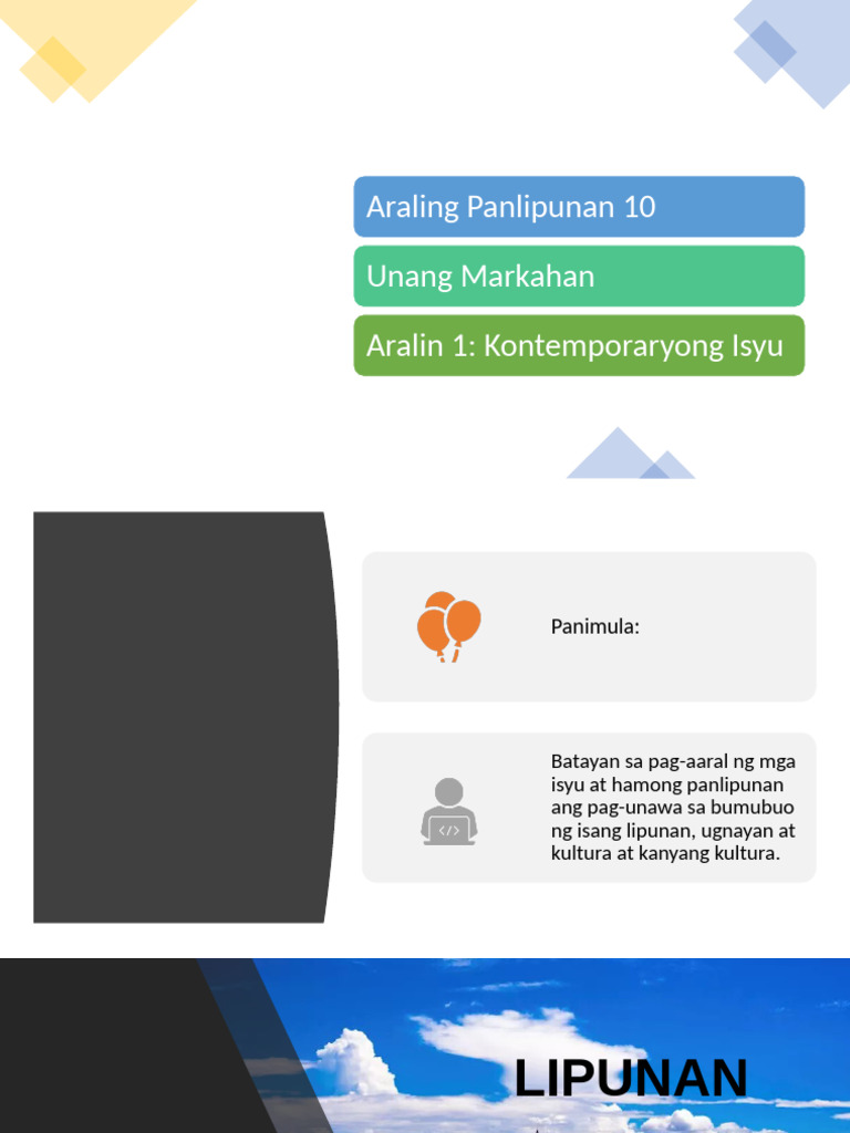 AP 10 Q1 Aralin 1 Lipunan Students | PDF