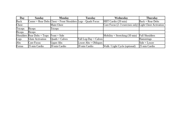 Work Out Plan | PDF