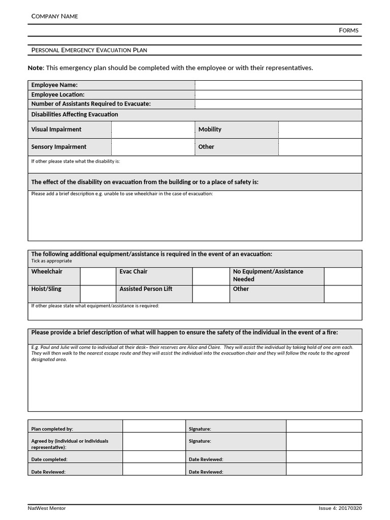 Personal Emergency Evacuation Plan (PEEP) | PDF