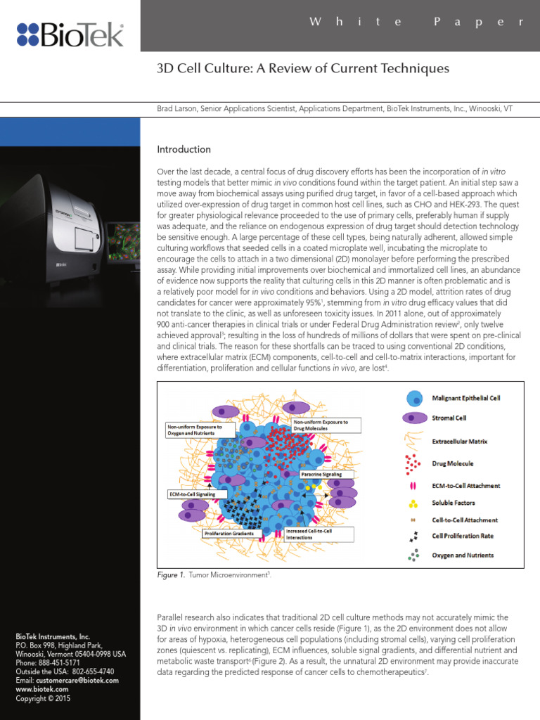 3D Cell Culture Techniques Overview | PDF | Tissue Engineering | Cell ...