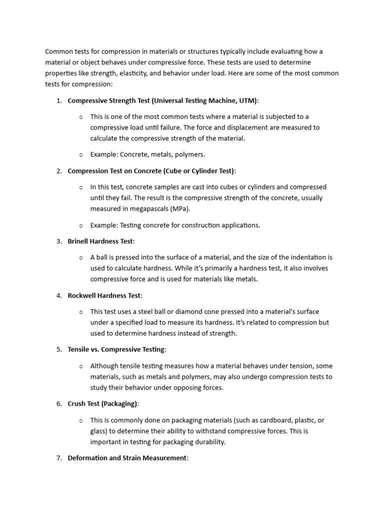 Common Test For Compression Test | PDF | Deformation (Engineering ...