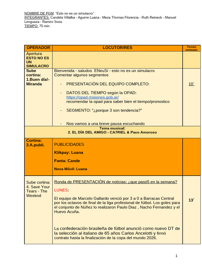 Guion 3er Programa ENeuSi | PDF