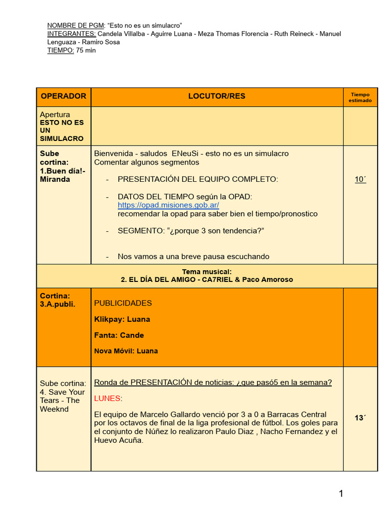 Guion 3er Programa ENeuSi | PDF