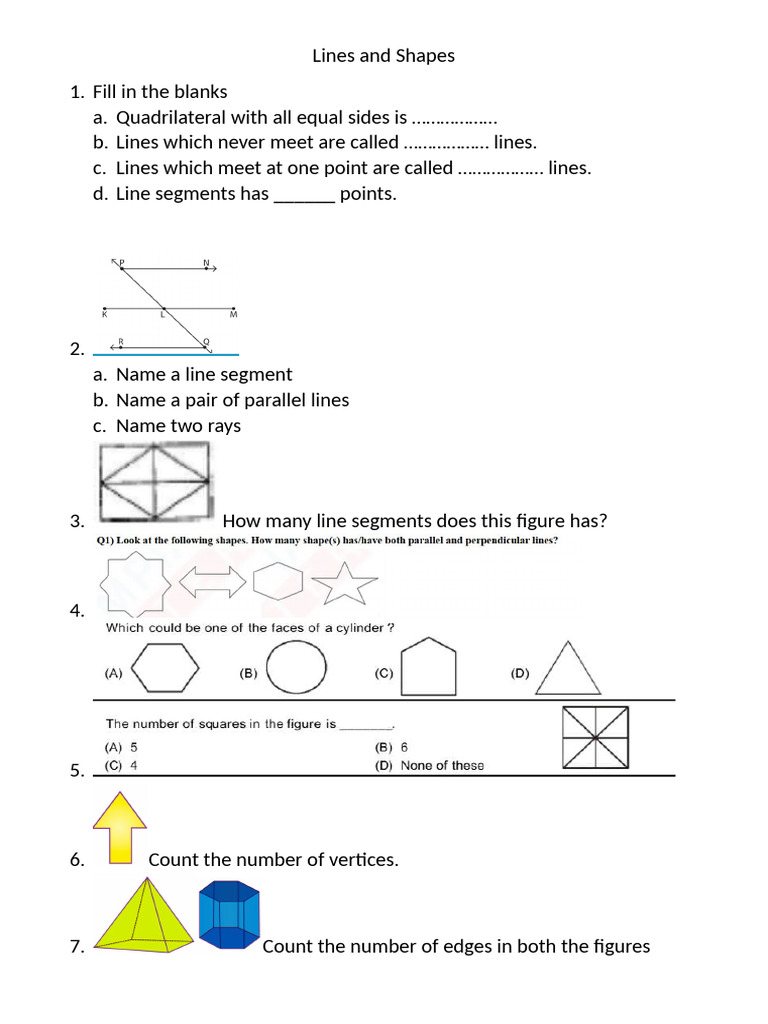 Lines and Shapes: Geometry Exercises | PDF