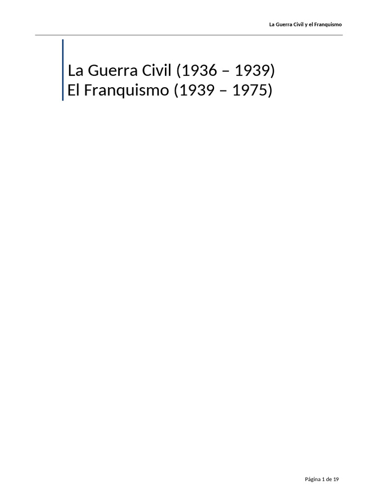 La Guerra Civil y El Franquismo | PDF | Francisco franco | guerra civil ...
