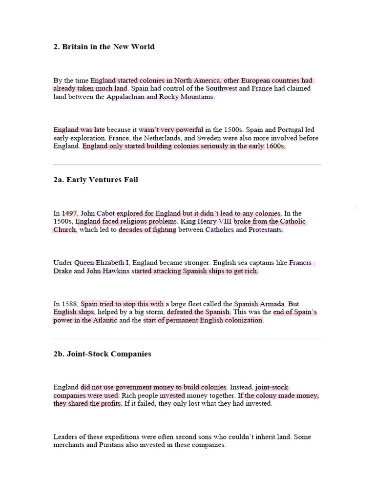 Britain in The New World | PDF | Thirteen Colonies | Colonial United ...