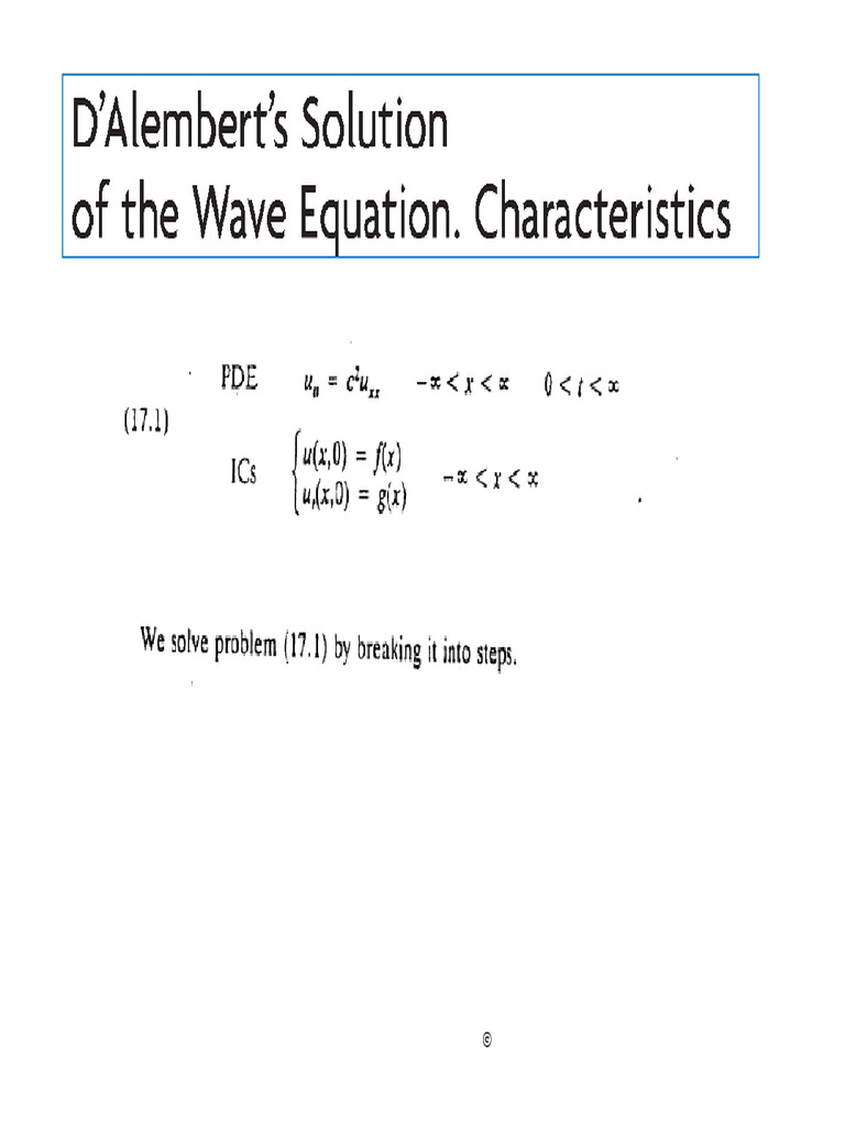 2-2 Wave Equation D - Alemberts Solution Ch12 | PDF