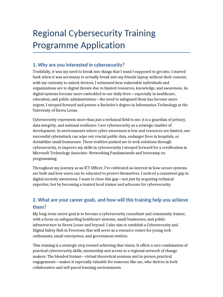 Cybersecurity Training Application Aruna Jabbie | PDF | Computer ...