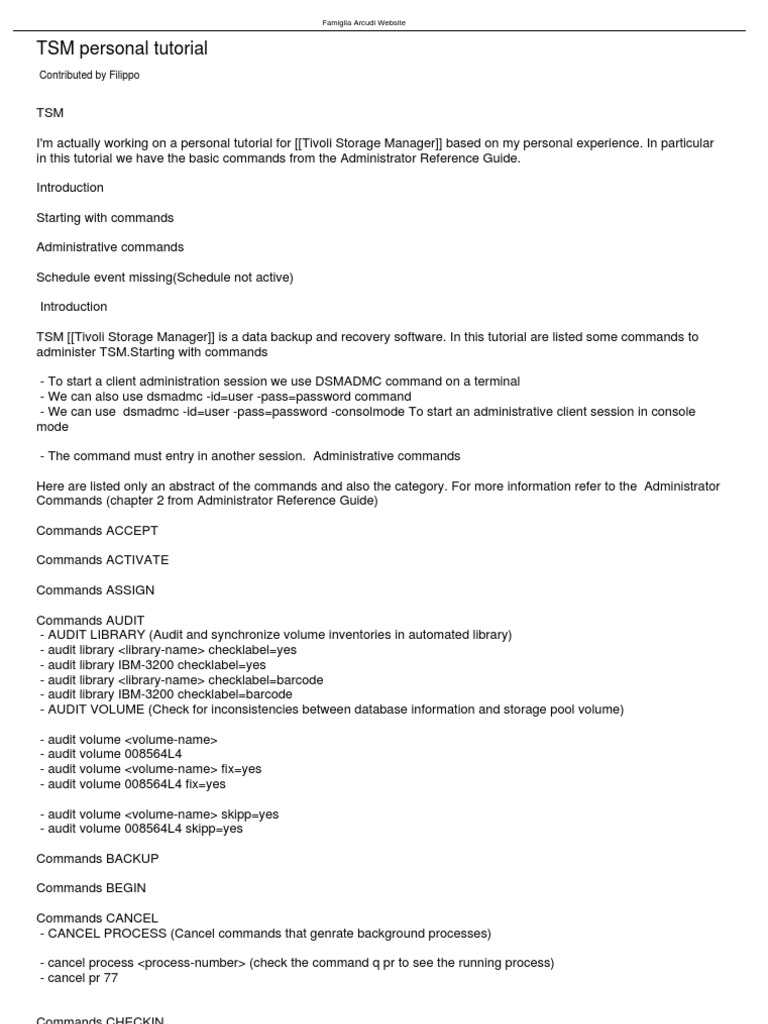 TSM Commands | PDF | Library (Computing) | Computer Data Storage