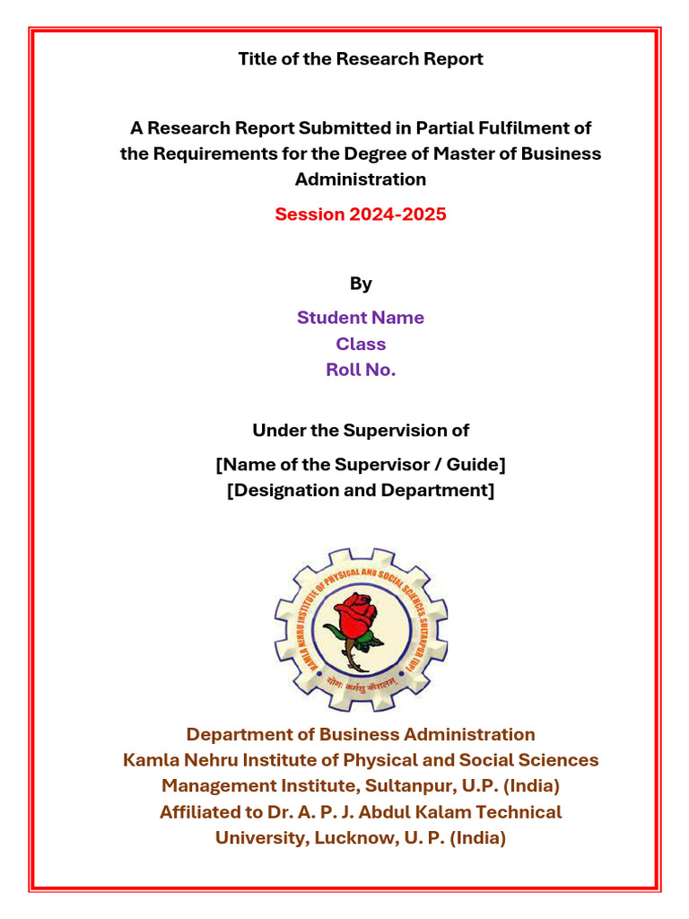 Research Report Cover Page Template | PDF