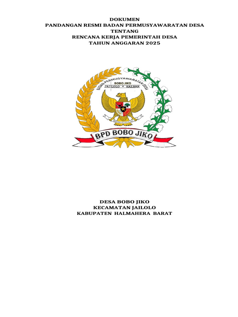 Pandangan Resmi BPD Rkpdes 2025 | PDF