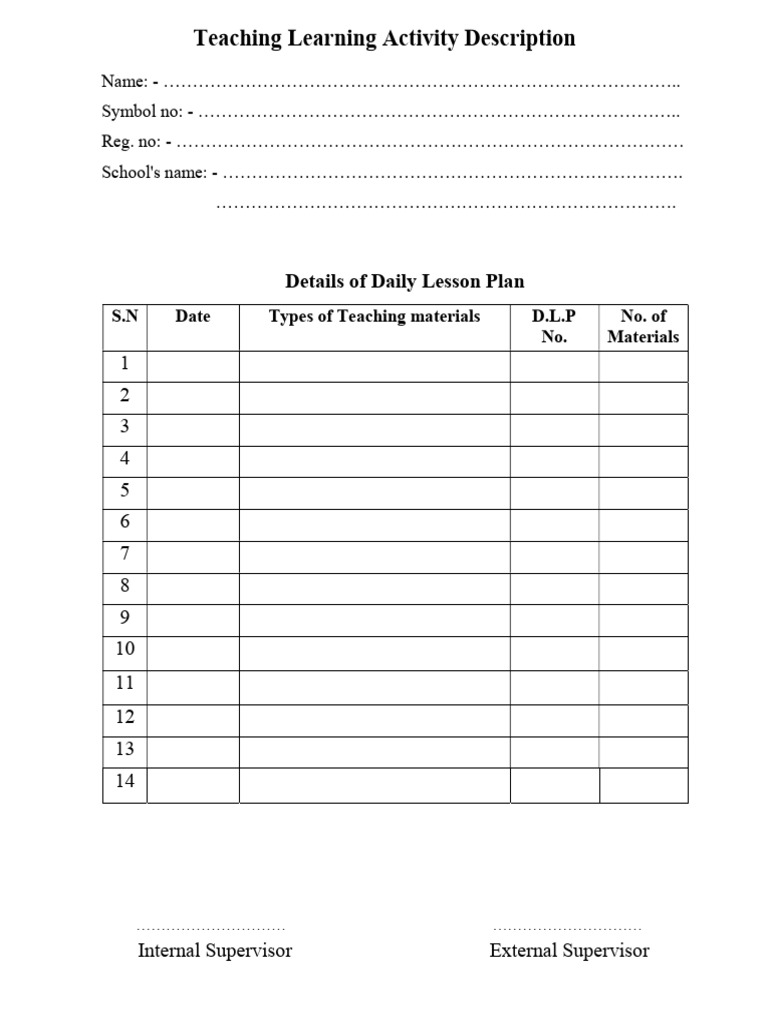 Teaching Learning Activity Description: Details of Daily Lesson Plan | PDF