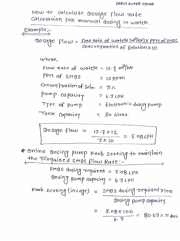 Dosing Pump Calculation | PDF
