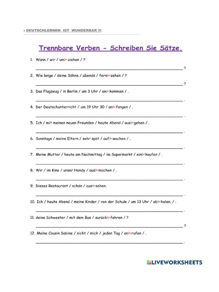 Übungen-Trennbare Verben | PDF