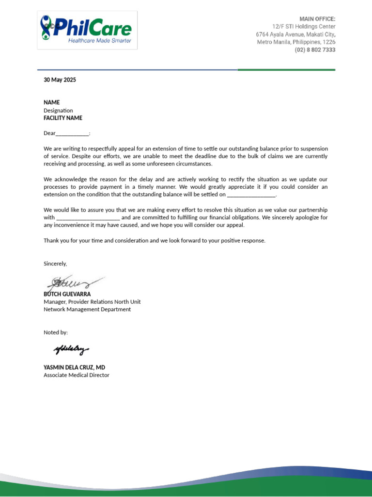 Letter of Extension | PDF