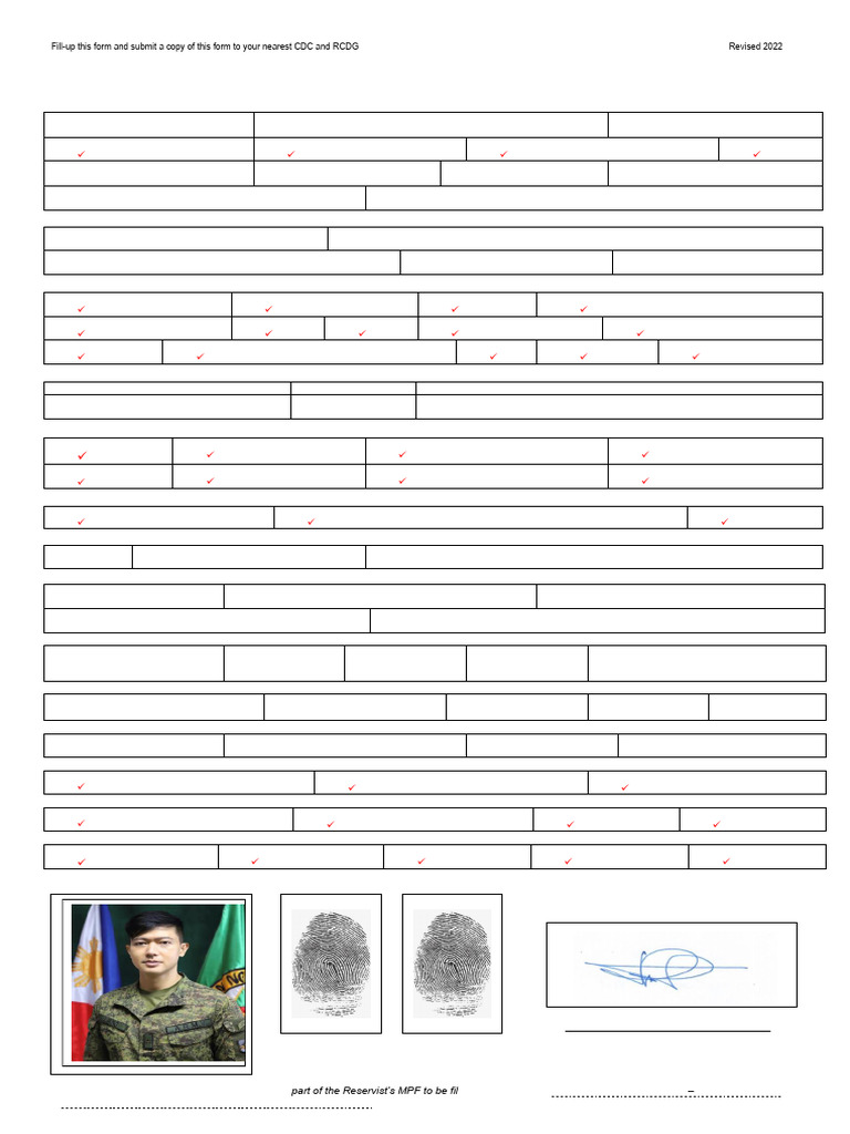 Philippine Army Reservist Data Sheet | PDF | Philippines | Military