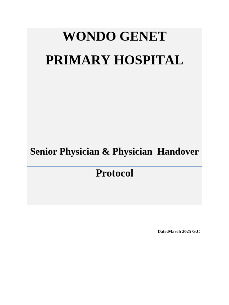 Physcian Handover Protocol | PDF | Patient | Hospital