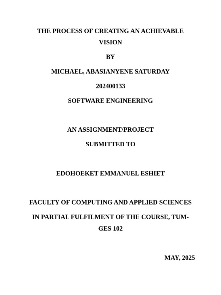 The Process of Creating An Achievable Vision | PDF | Goal | Motivation