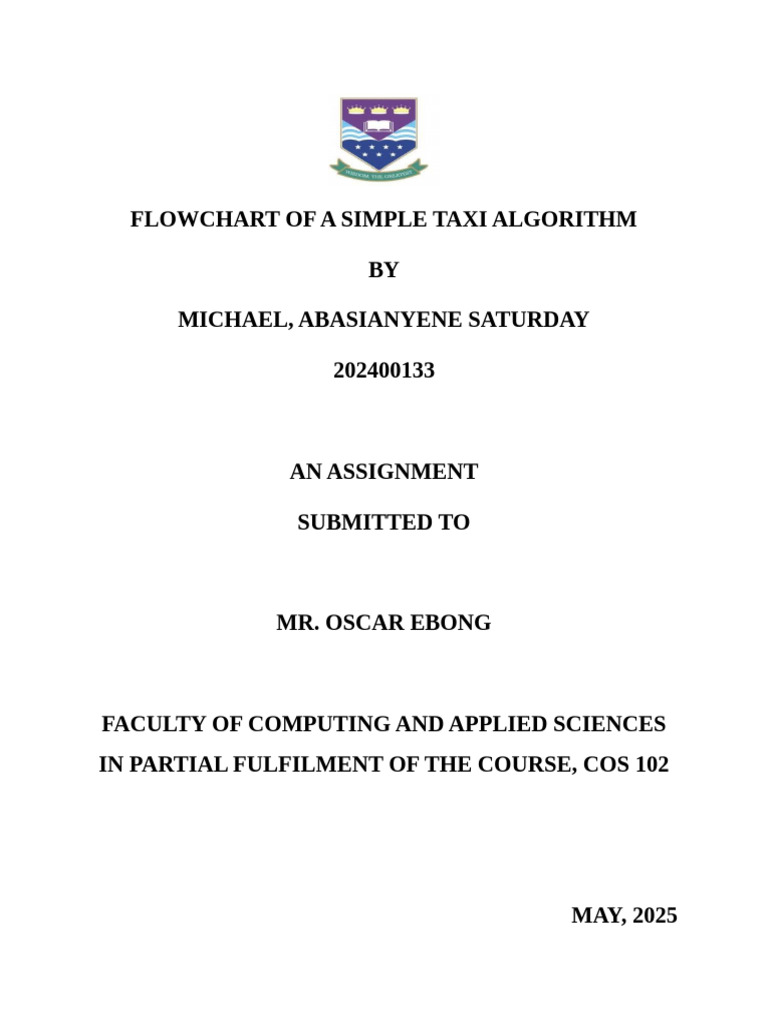 Flowchart of A Simple Taxi Algorithm | PDF