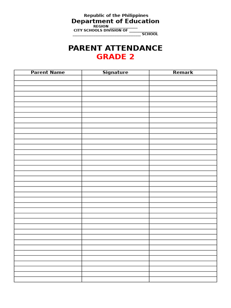 Parent Attendance 2025-2026 | PDF