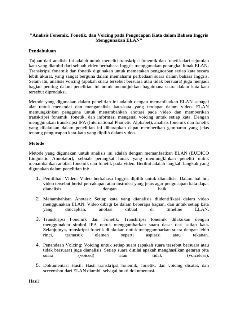 Analisis Fonemik, Fonetik, Dan Voicing Pada Pengucapan Kata Dalam ...