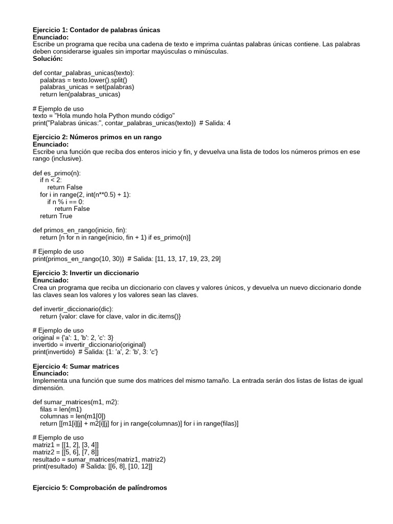 Ejercicio Combinado Medio de Python | PDF | Python (lenguaje de programación) | Programación de ...