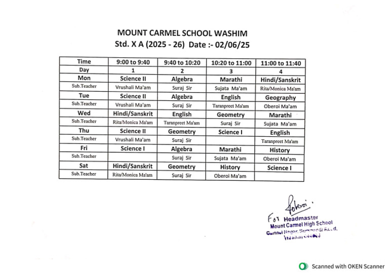 Timetable Till 26th June | PDF