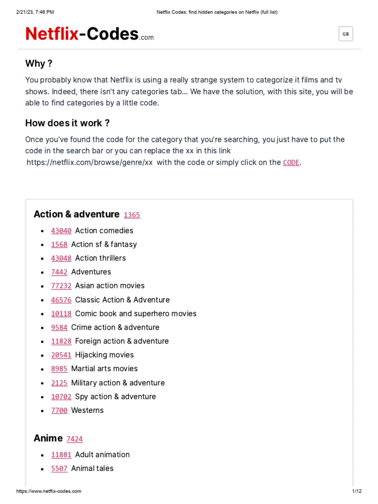 Netflix Hidden Codes for Adults | PDF | Action Films | Horror Films