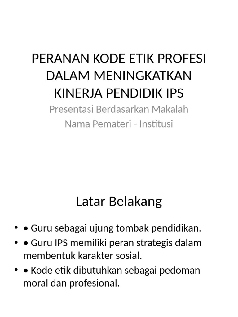 Presentasi Kode Etik Guru IPS | PDF