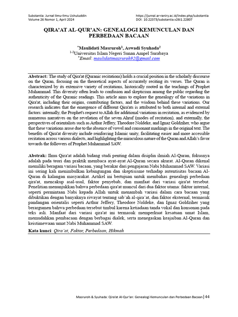 Jurnal Qiraat Alquran | PDF