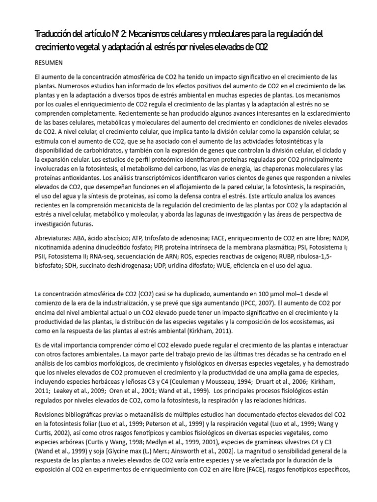 Crecimiento vegetal y CO2 elevado: mecanismos | PDF | Fotosíntesis ...