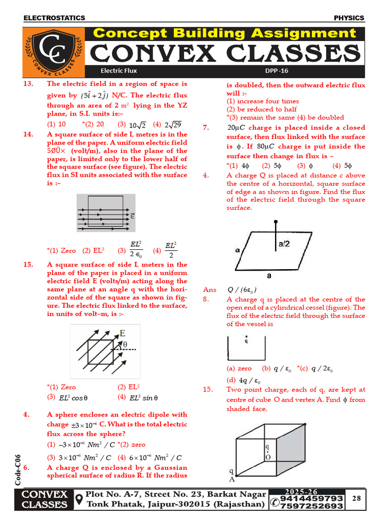 12 Electrostatics DPP 16&17 | PDF | Electric Field | Sphere