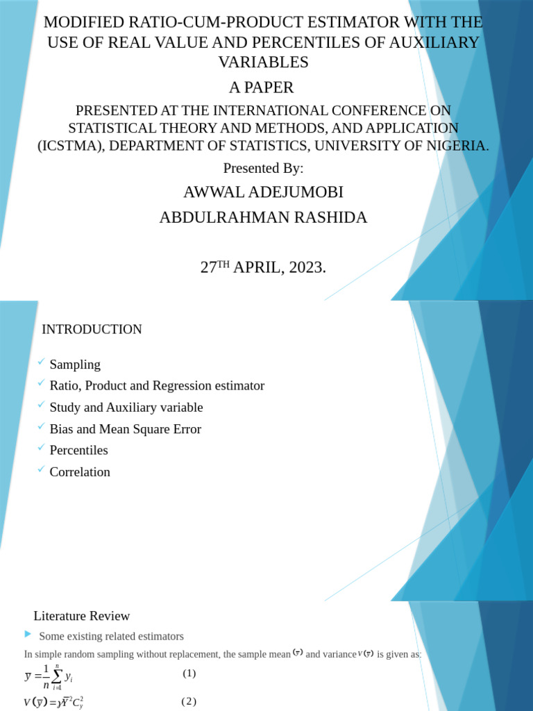 NSUKKA Conference Paper | PDF | Estimator | Mean Squared Error