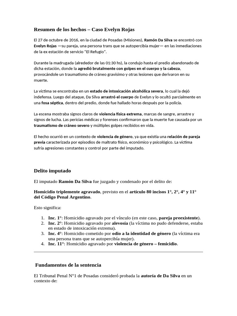 Caso Evelyn Rojas | PDF | Homicidio | Violencia
